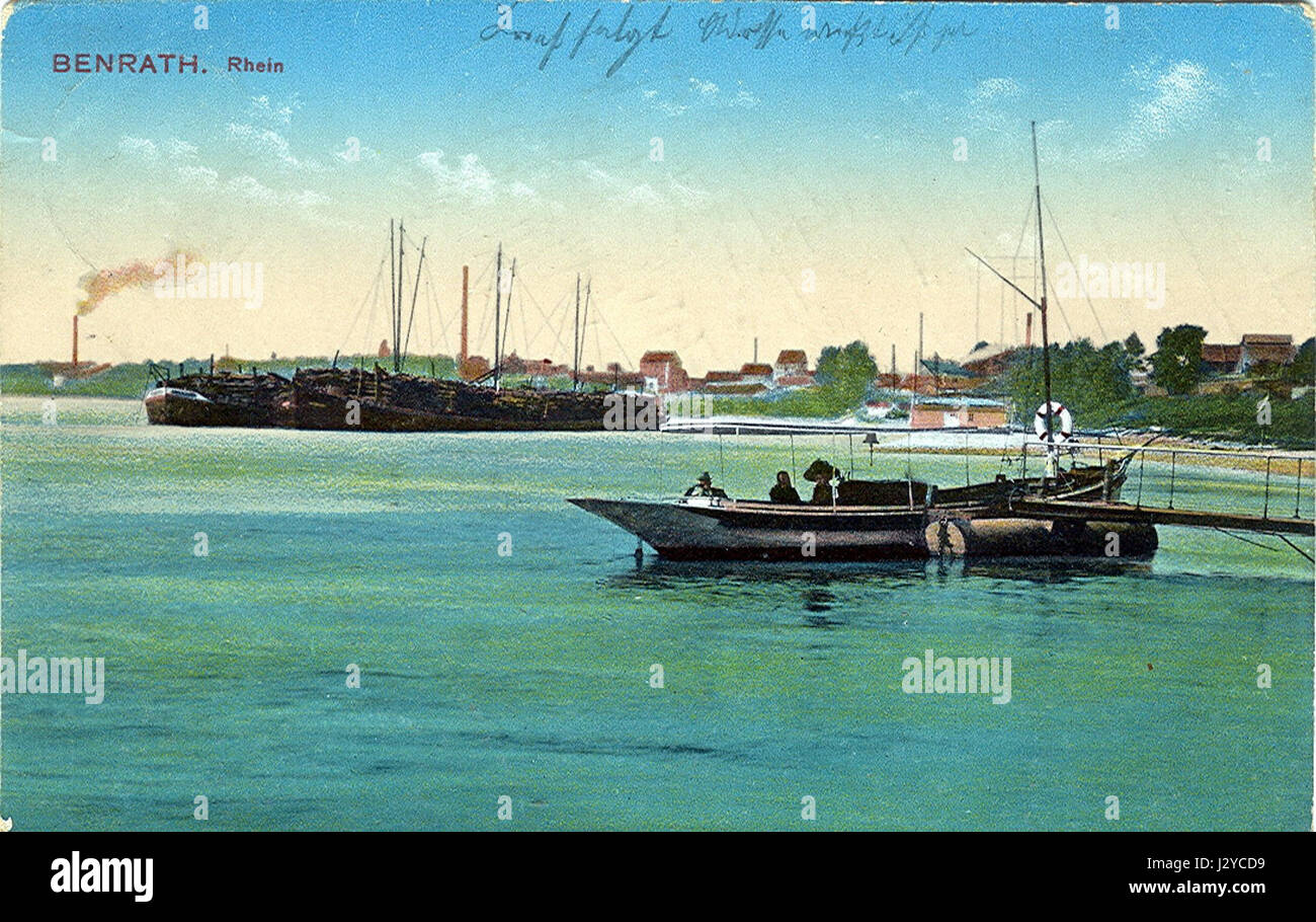 This image depicts the town of Benrath located along the Rhine River in ...