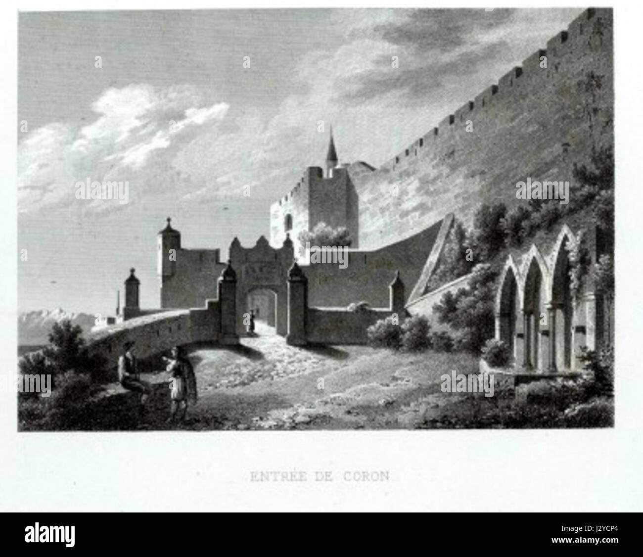An illustration or depiction of the fortress of Coron, likely showing ...