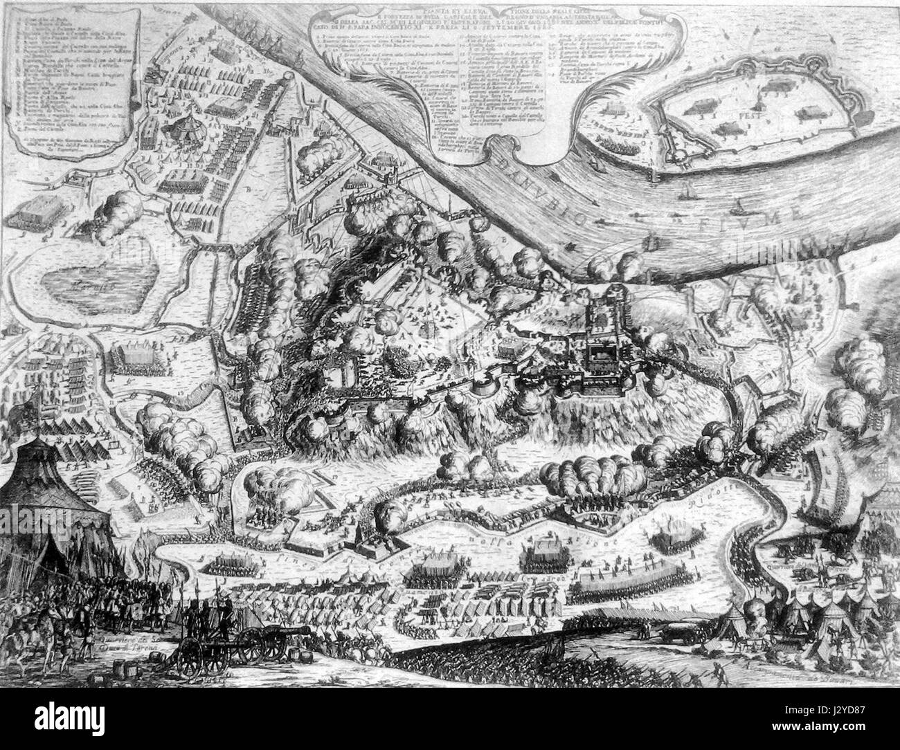This panoramic depiction of Buda in 1686 by G.G. de Rossi shows the ...