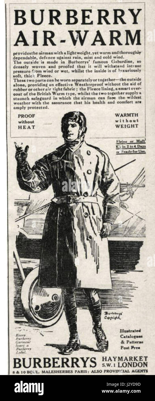 This Burberry advertisement from 1920 showcases the brand's iconic ...