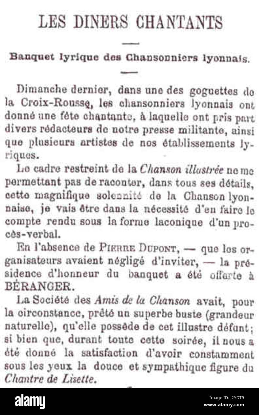 Chansonniers lyonnais 1870 - 2 Stock Photo - Alamy