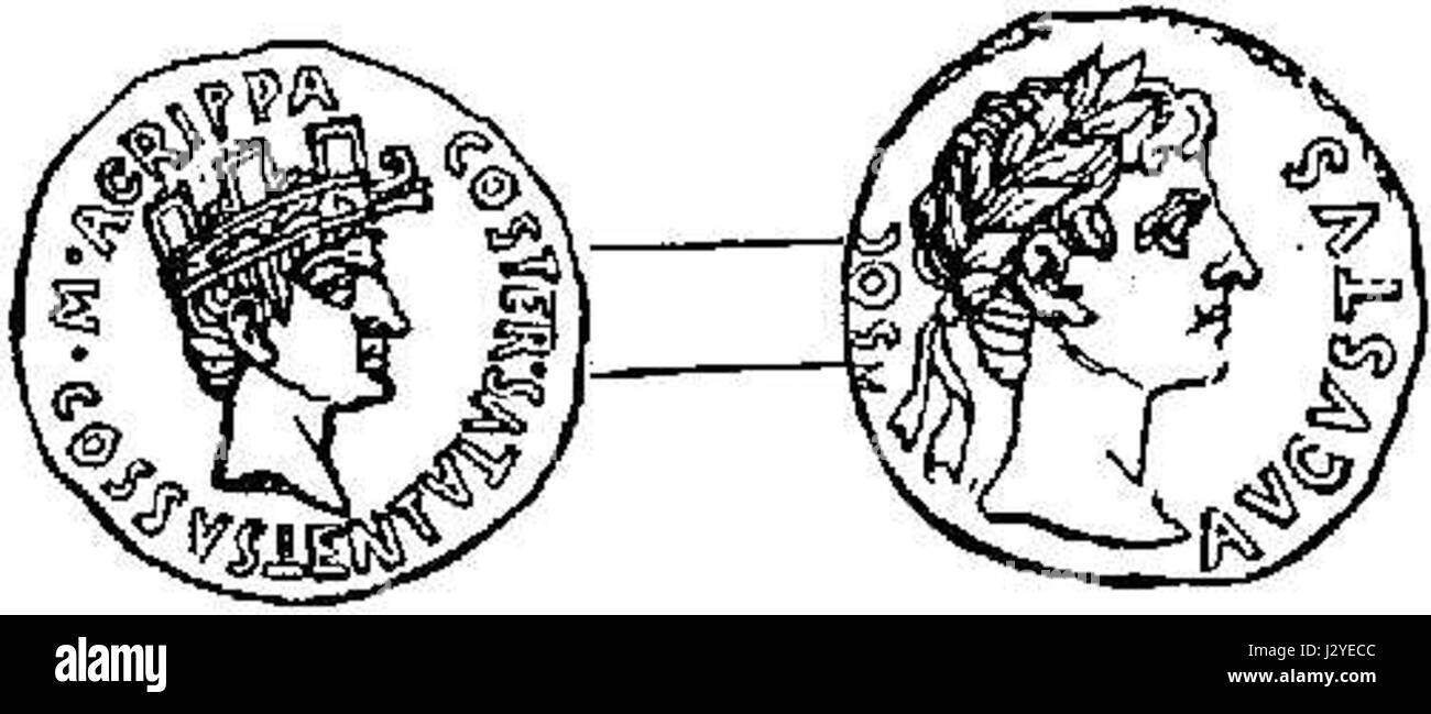 Agrippan and Augustus coin Stock Photo - Alamy