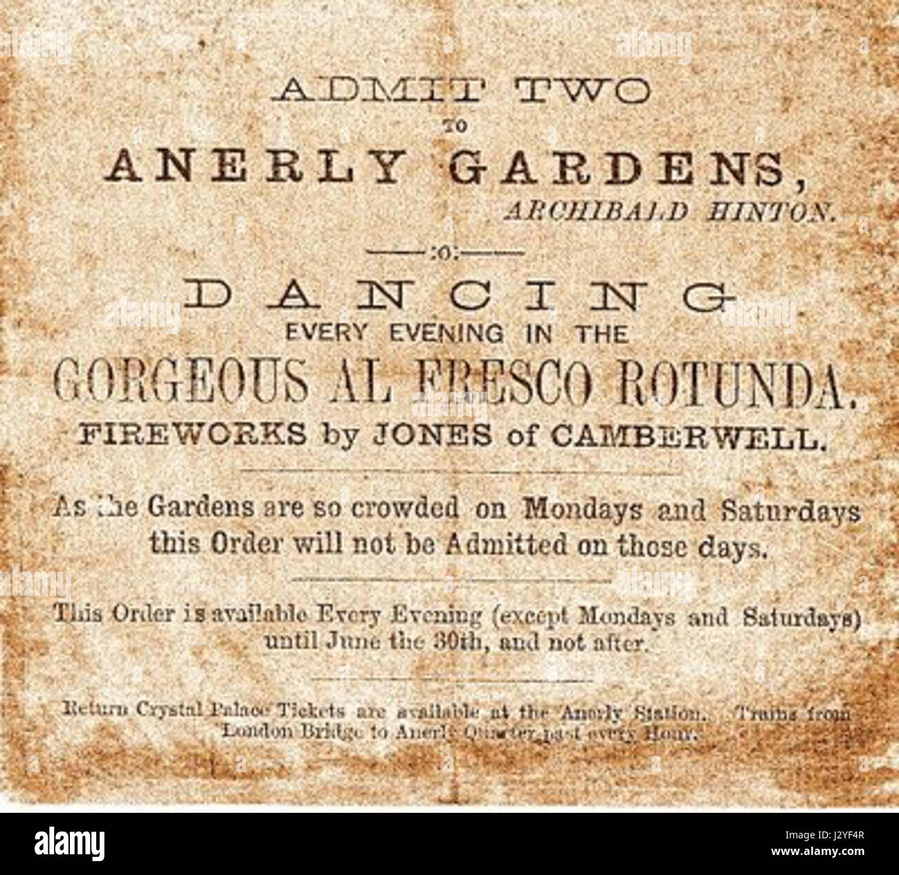 Anerley Gardens Ticket Stock Photo - Alamy