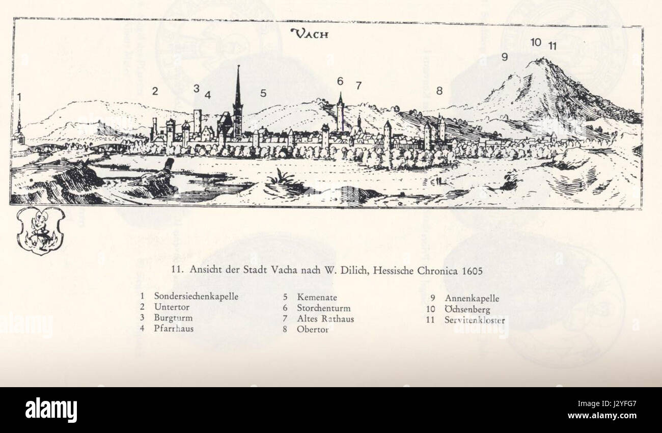 This 1605 engraving by Dilich depicts the town of Vacha in Germany ...