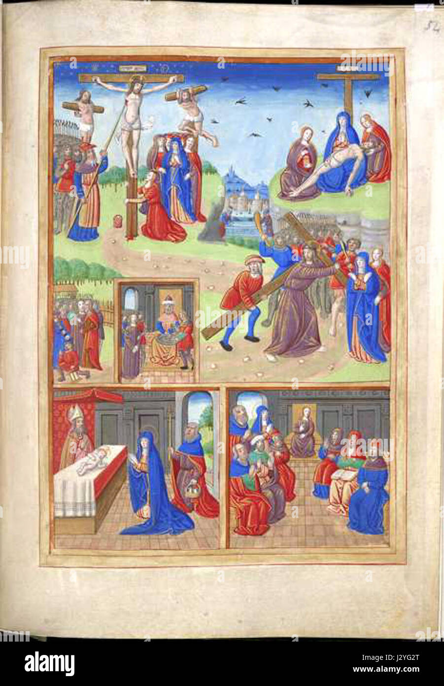 This manuscript page, titled 'Life of Christ,' depicts scenes from the ...