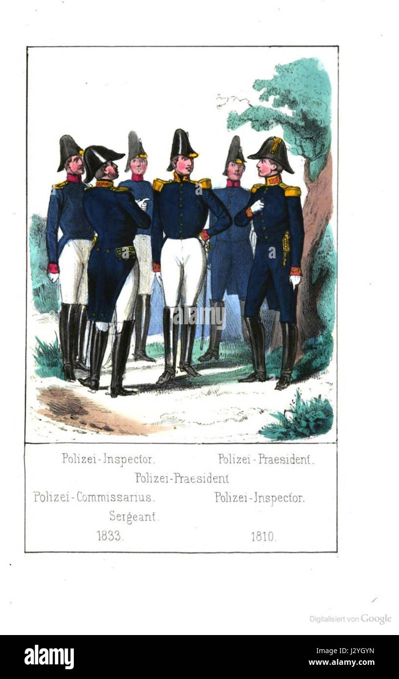 A historical image from 1810 depicting the Berlin police force ...