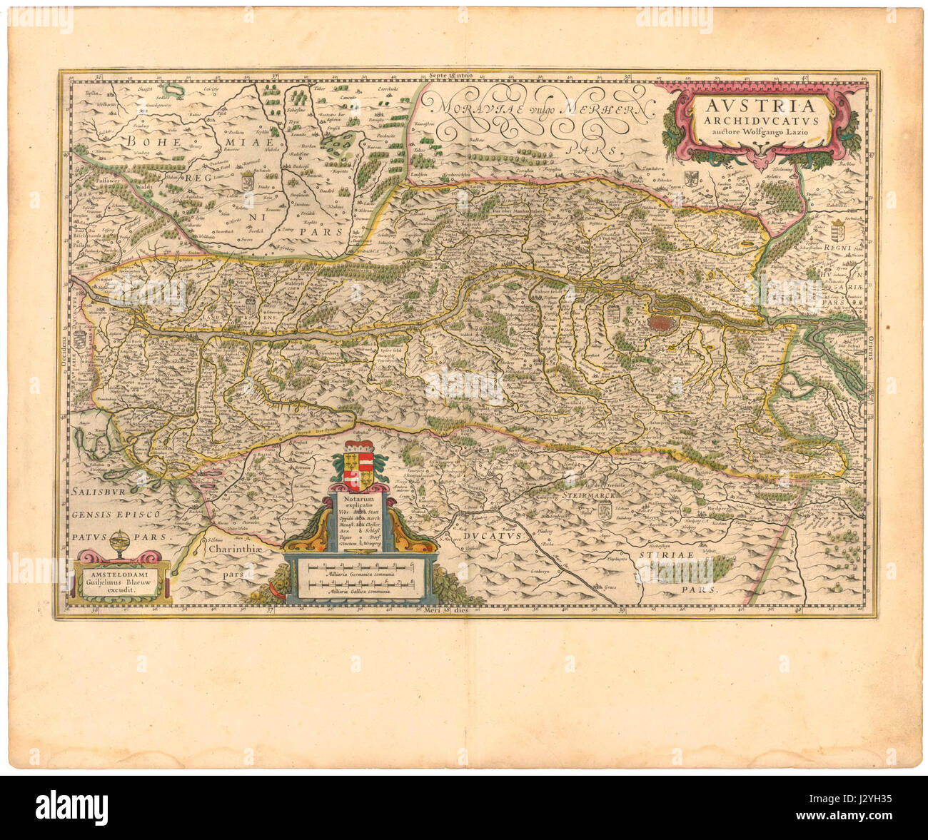Blaeu's 1645 map of Austria Archiducatus is a historical cartographic work, depicting the ...