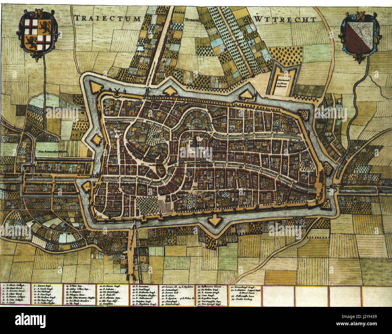 Map of Utrecht, Netherlands, from the 1652 edition of Blaeu's 'Atlas ...