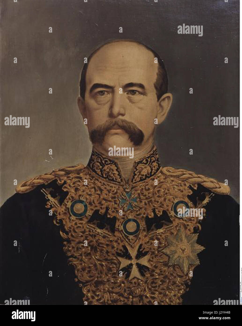 This portrait depicts Otto von Bismarck in diplomatic uniform ...