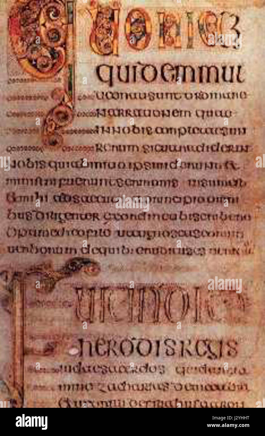 The 'Book of Durrow Quoniam' is an illuminated manuscript dating from ...