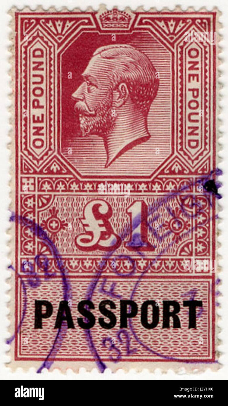The British passport stamp depicted here represents a historic form of ...