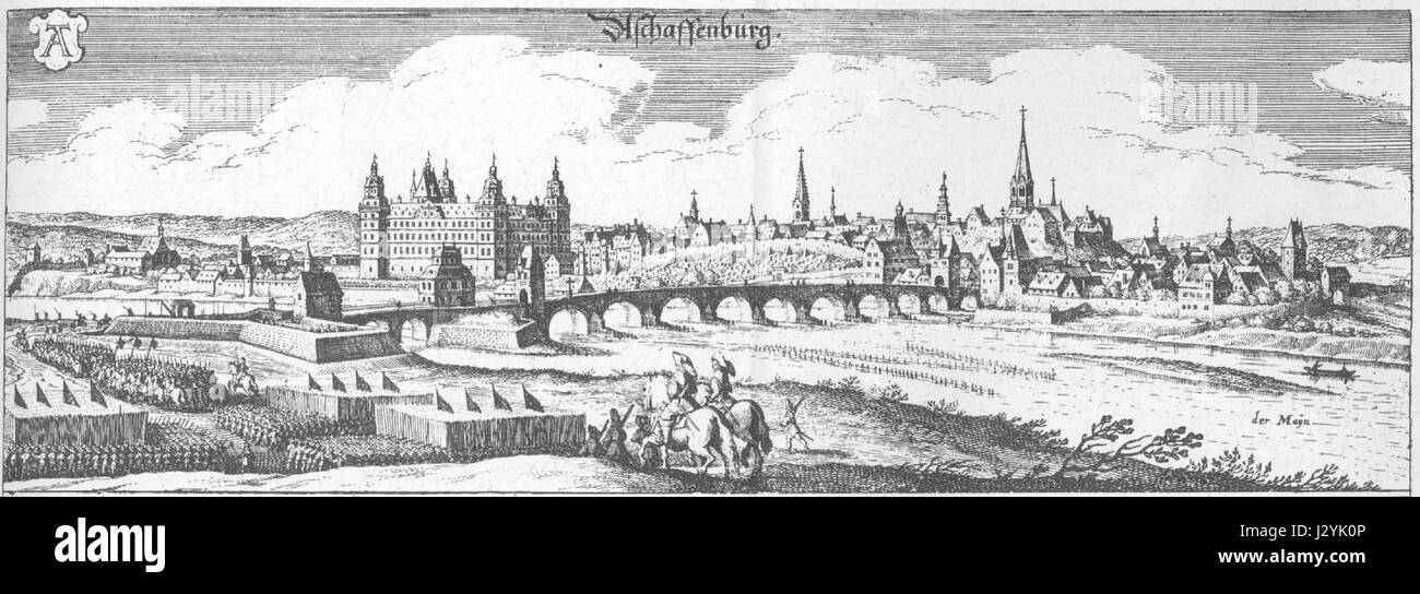 This map titled 'Aschaffenburg (Merianv Hassiae)' by Merian shows the ...