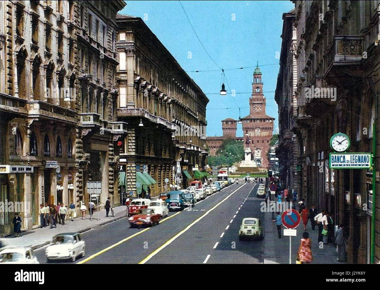 This image showcases Via Dante, a prominent street in Milan, Italy ...