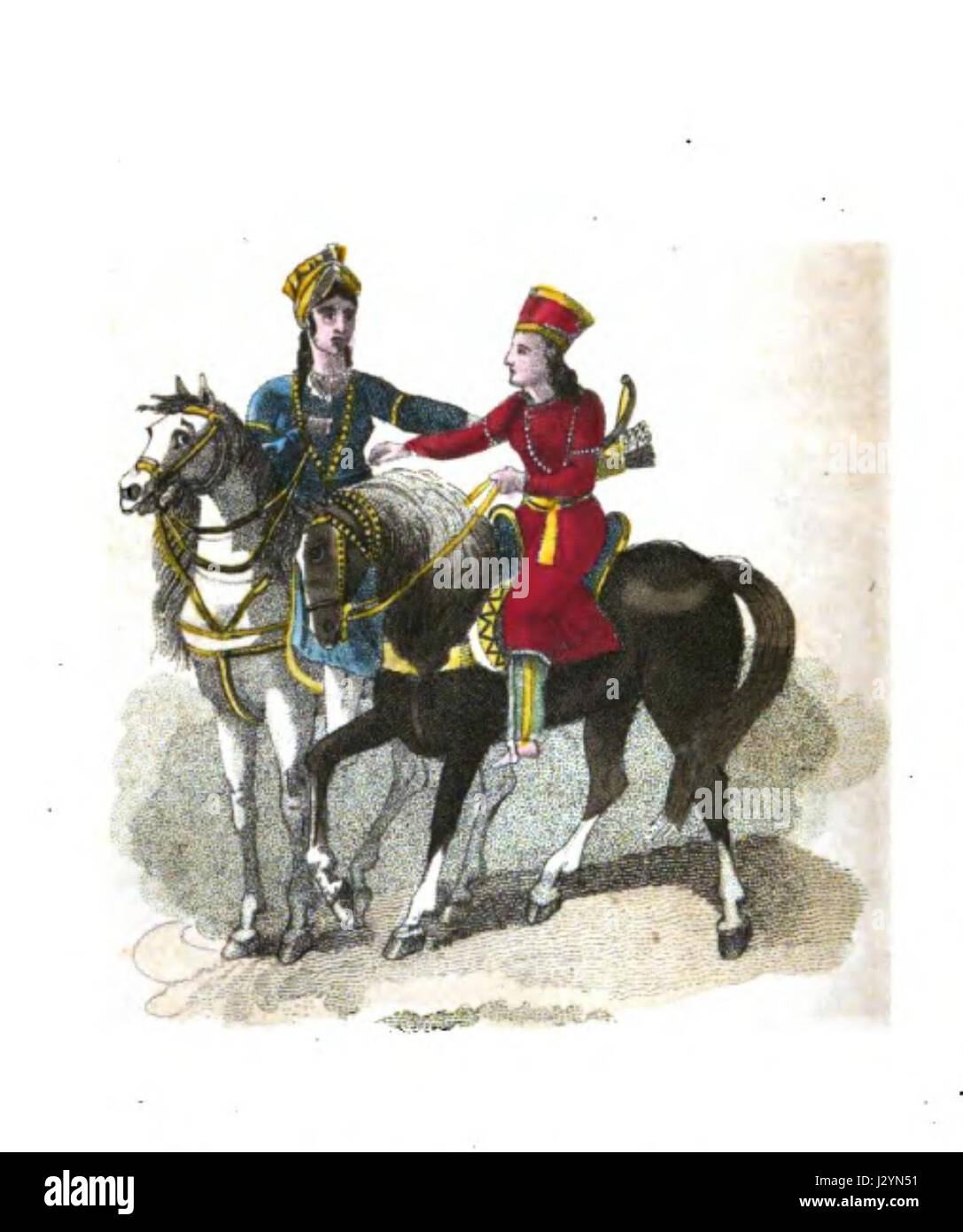 This artwork portrays attendants serving the Queen of Persia, likely ...