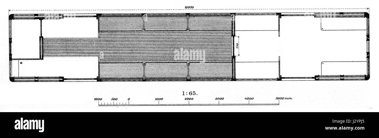 Architectural floor plan of the BVG Class A tram, Schöneberger design ...