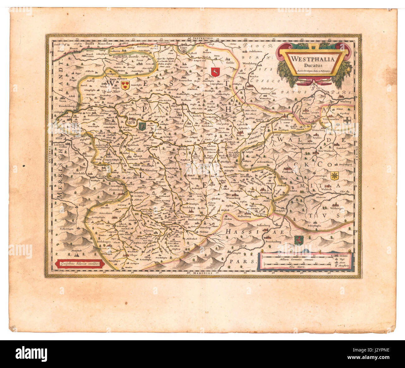 This map, created by the renowned cartographer Willem Blaeu in 1645, depicts the region of ...