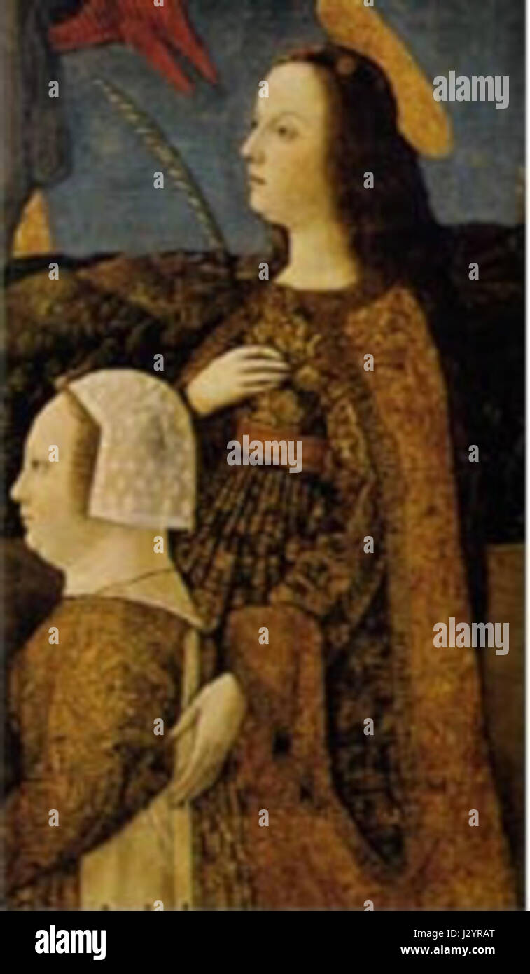 Bona of Savoy with saint 01 Stock Photo - Alamy