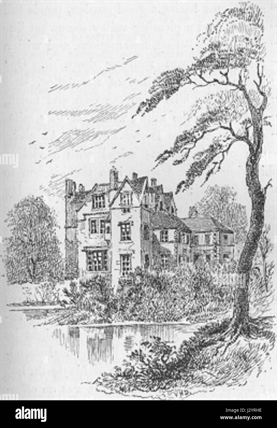 Breadsall priory line drawing Stock Photo - Alamy