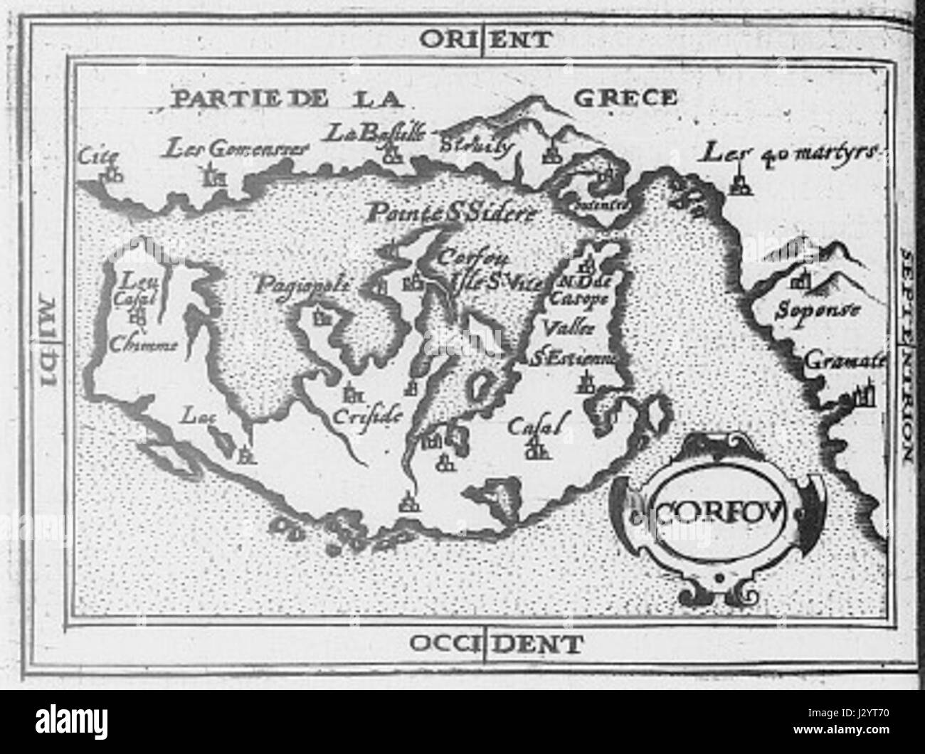 This 1615 map of Corfu offers a detailed geographical representation of ...
