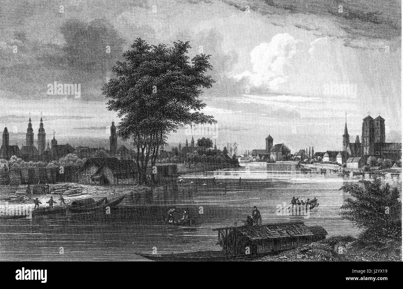 'Ansicht Breslau um 1850' is a historical view of Breslau (now Wrocław ...