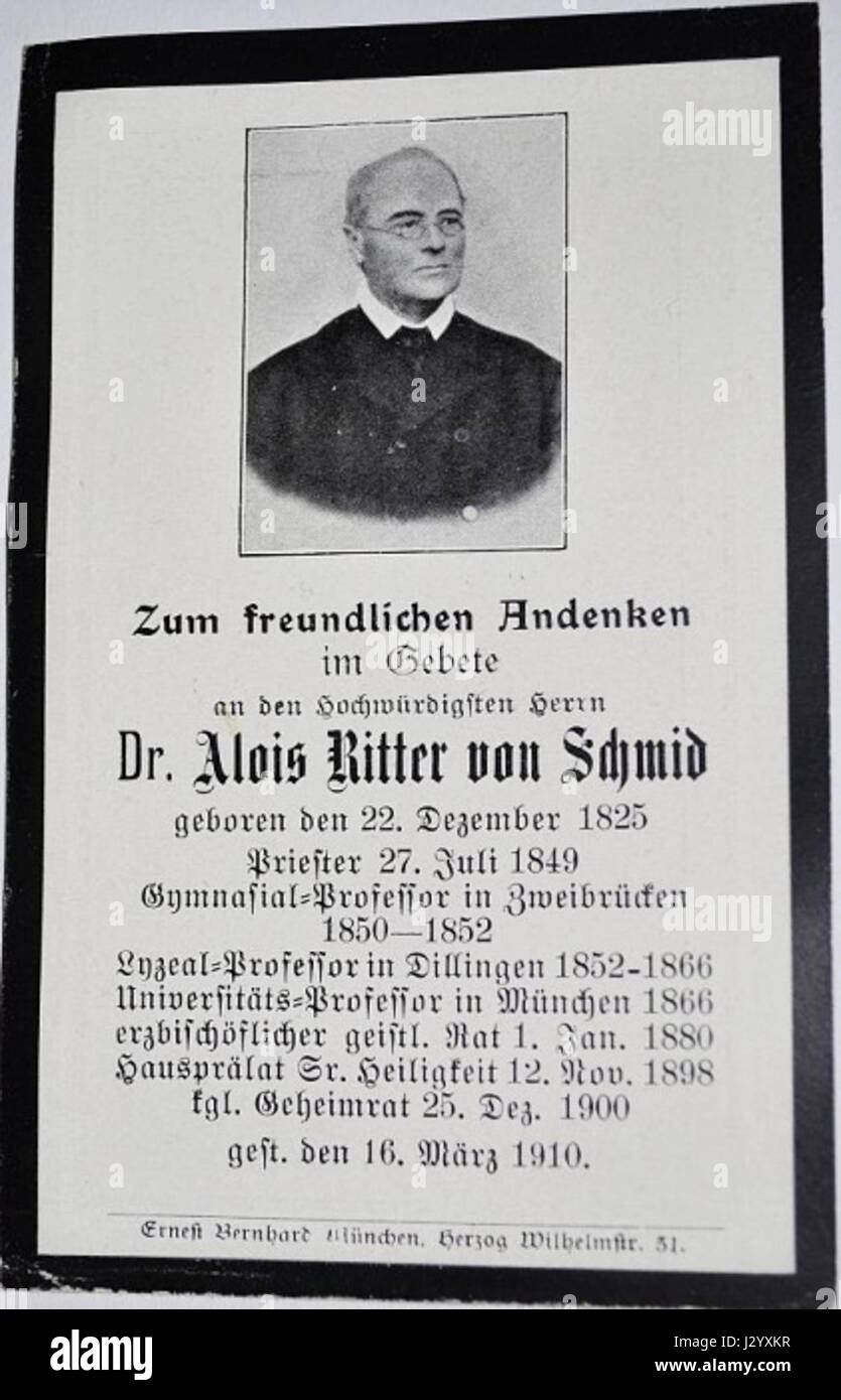 Alois von Schmid's Sterbebildchen, or death cards, are small ...