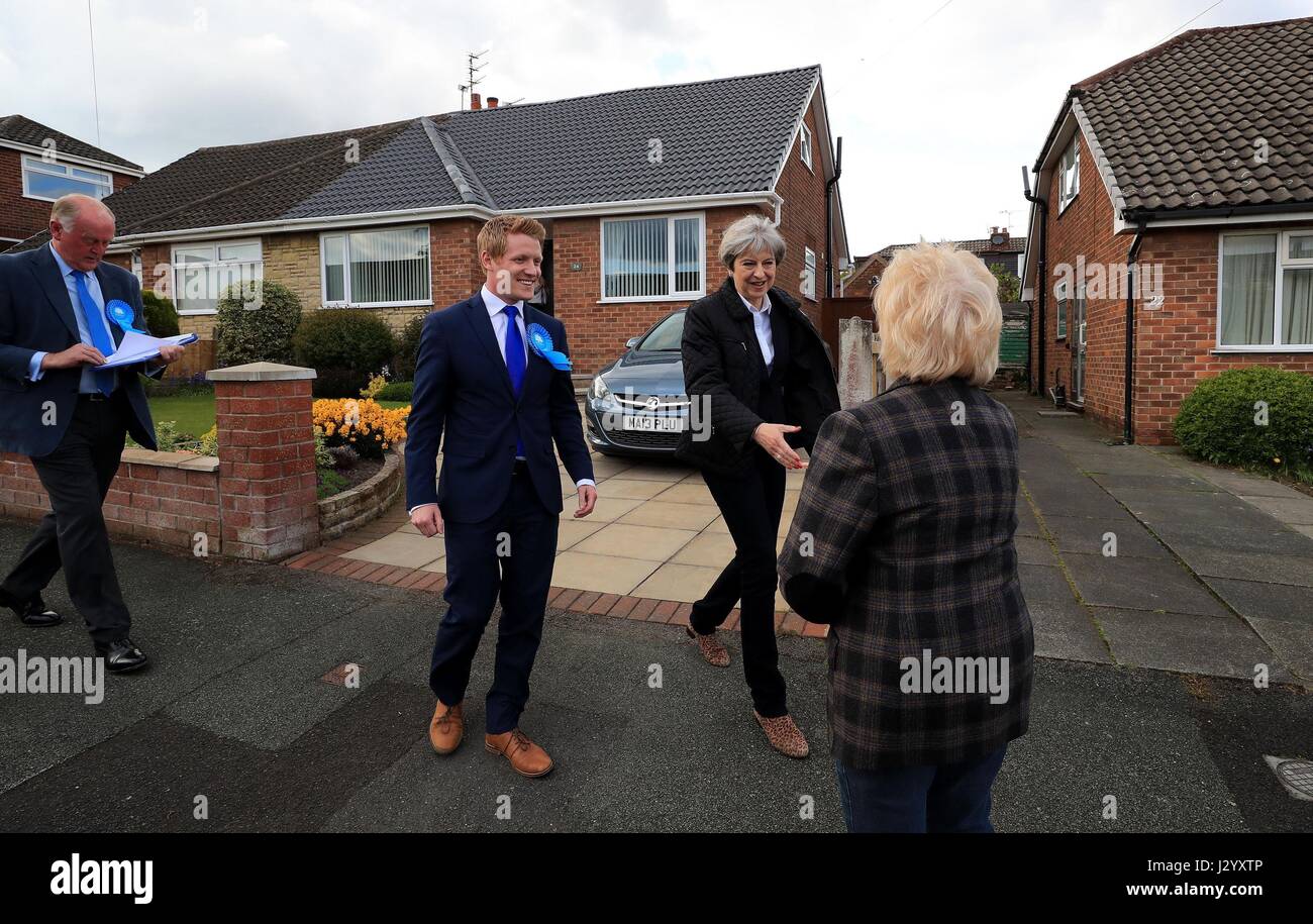Prime Minister Theresa May with Conservative Councillor Samuel Currie ...
