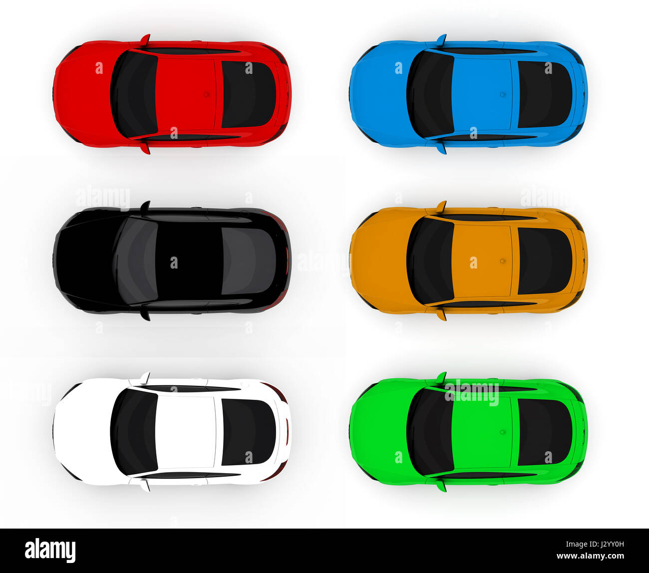Collection of colorful cars isolated on a white background Stock Photo ...