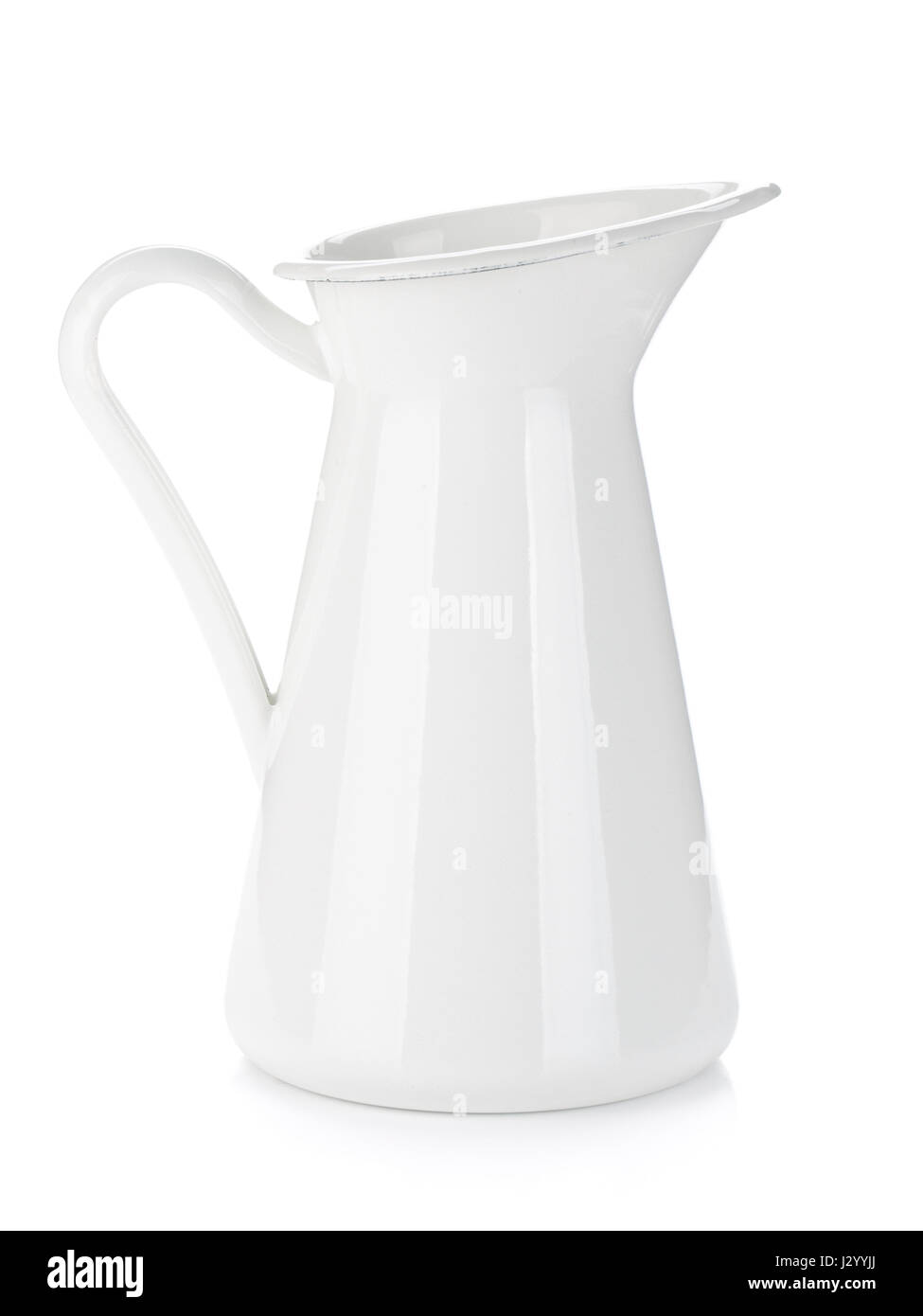 White metal milk pitcher. Isolated on white background Stock Photo - Alamy