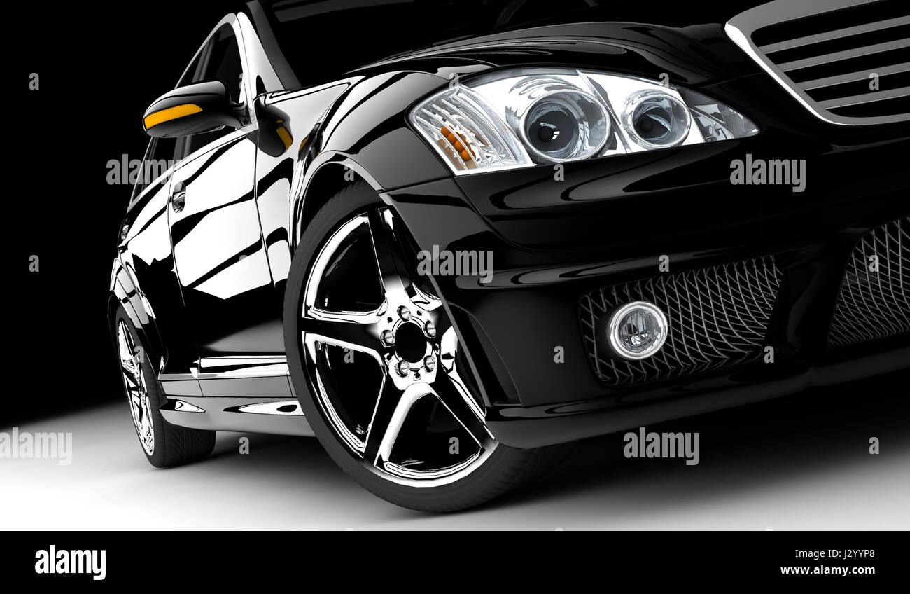 A modern and elegant black car illuminated Stock Photo - Alamy