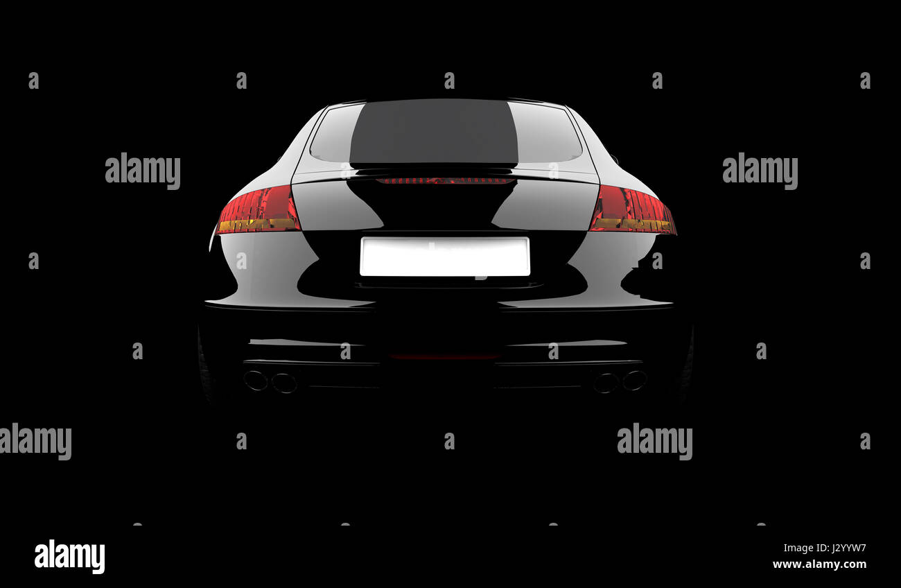 3D rendering of a black car on a black background Stock Photo - Alamy