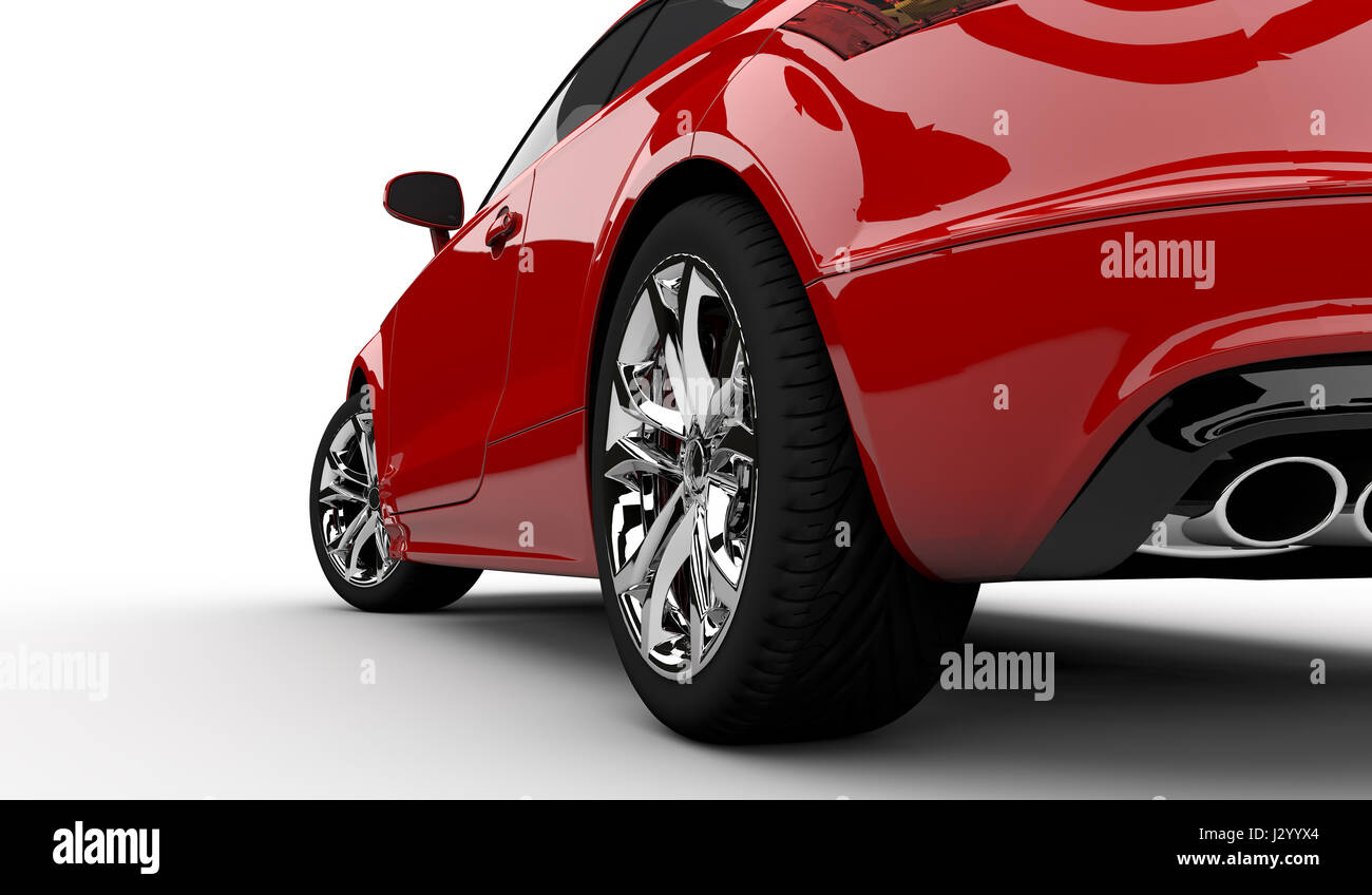 3D rendering of a red car on a white background Stock Photo - Alamy