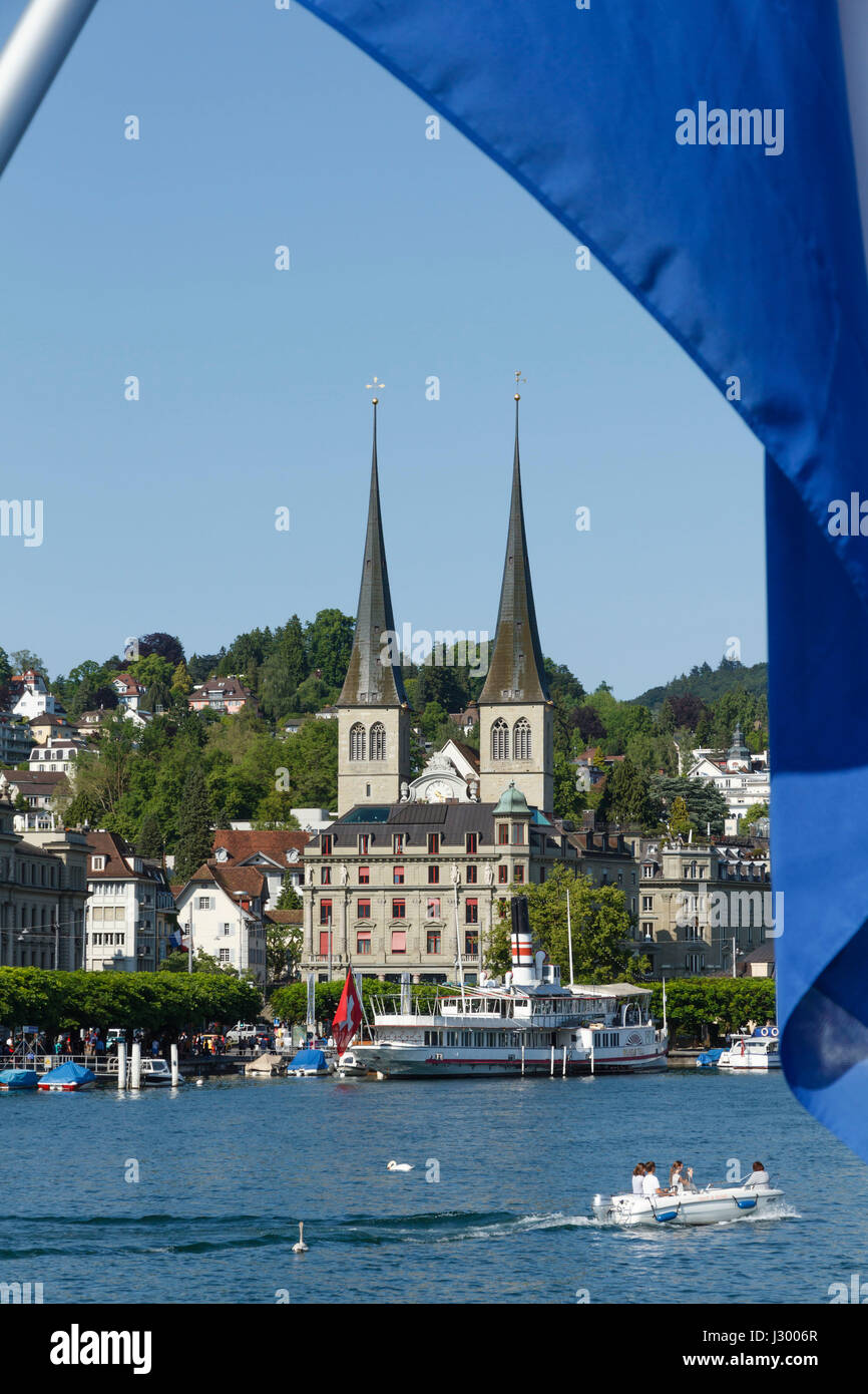 Swiss lake Lucerne Luzern Flag Switzerland Stock Photo - Alamy