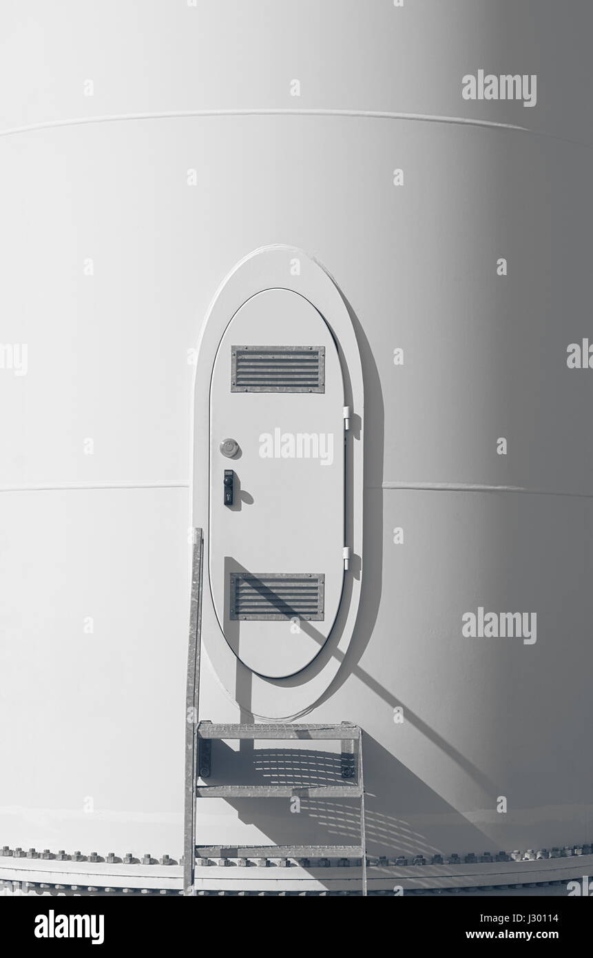 White Wind Turbine Steel Door Side Lit Closeup Stock Photo - Alamy