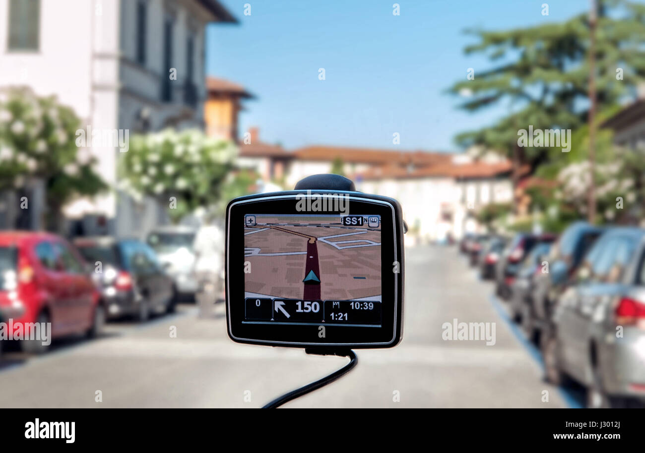Black DVR on the windshield of the car with a street view, where are ...