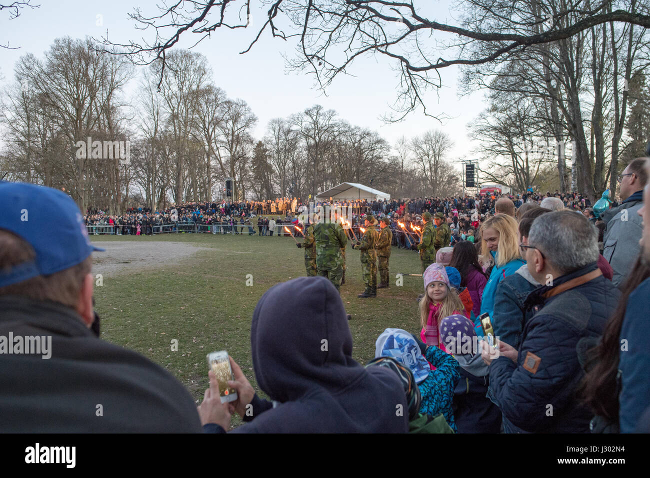 Traditional Swedish celebration of spring at Walpurgis night with ...