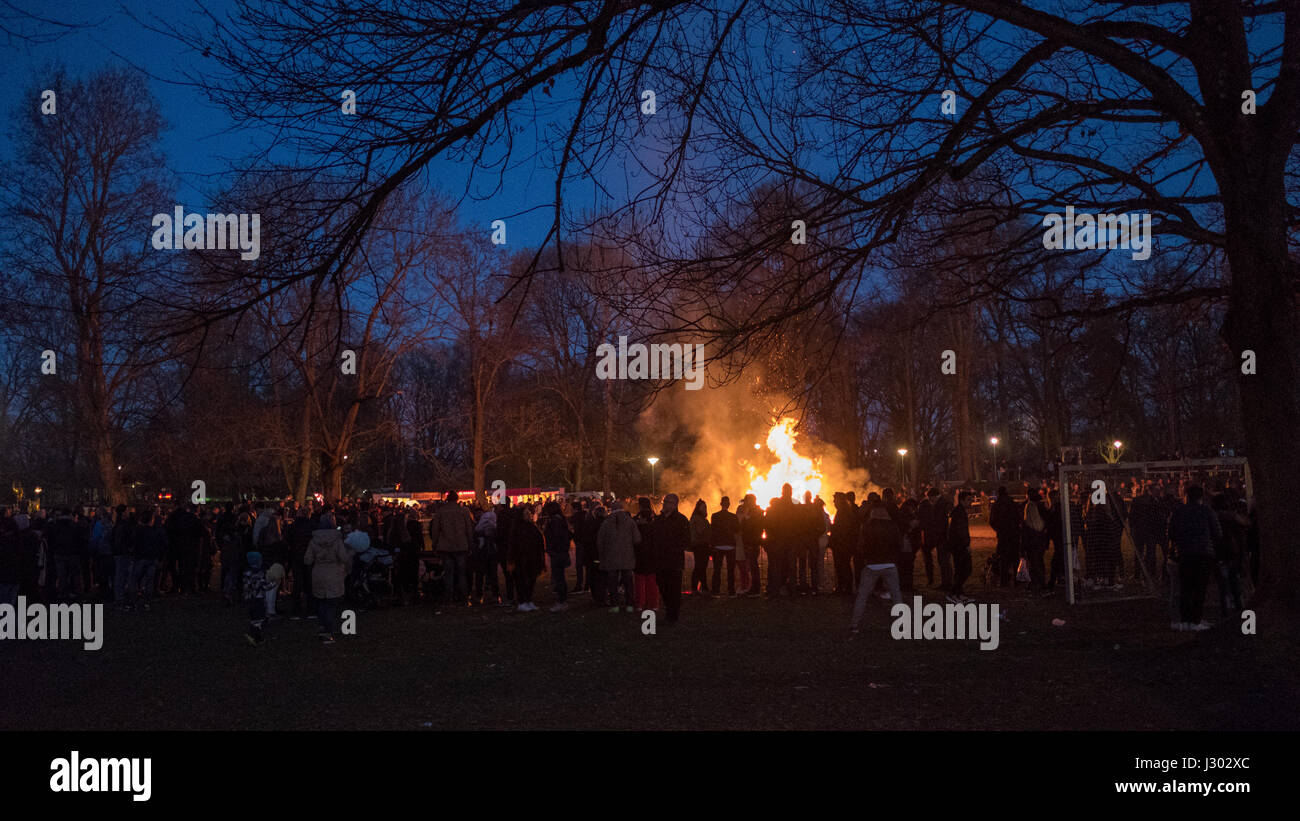 Traditional Swedish celebration of spring at Walpurgis night with ...