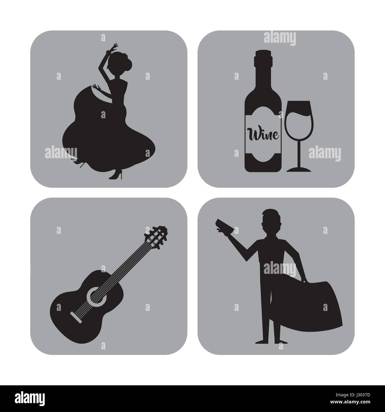 set classic icons of Spanish culture Stock Vector Image & Art - Alamy