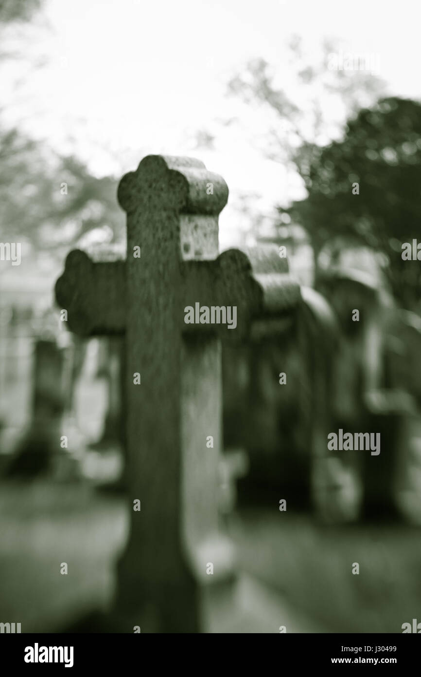 Old tombstone seen blurry hi-res stock photography and images - Alamy
