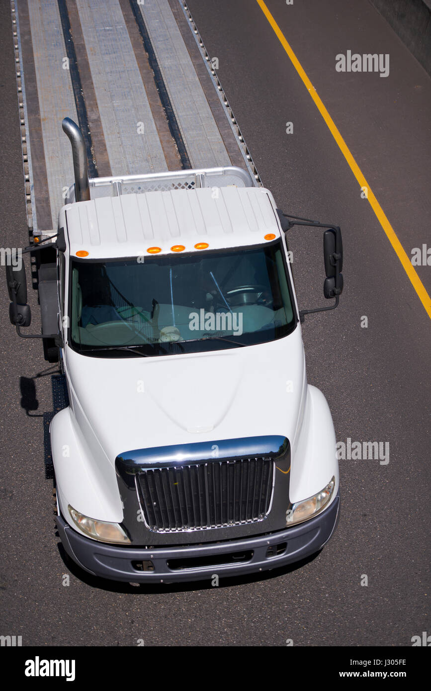 White modern middle class-duty truck for local transportation freight ...