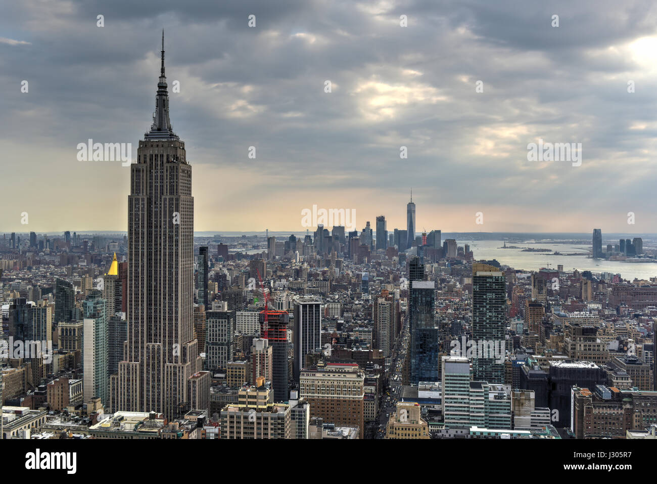 Aerial view of Midtown and Downtown Manhattan, New York City Stock ...