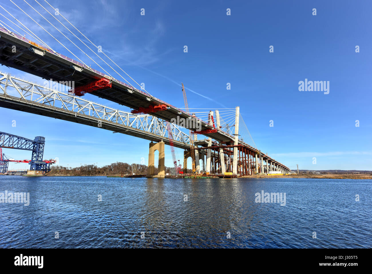 The old and new Goethals Bridge. The Goethals Bridge connects Elizabeth ...