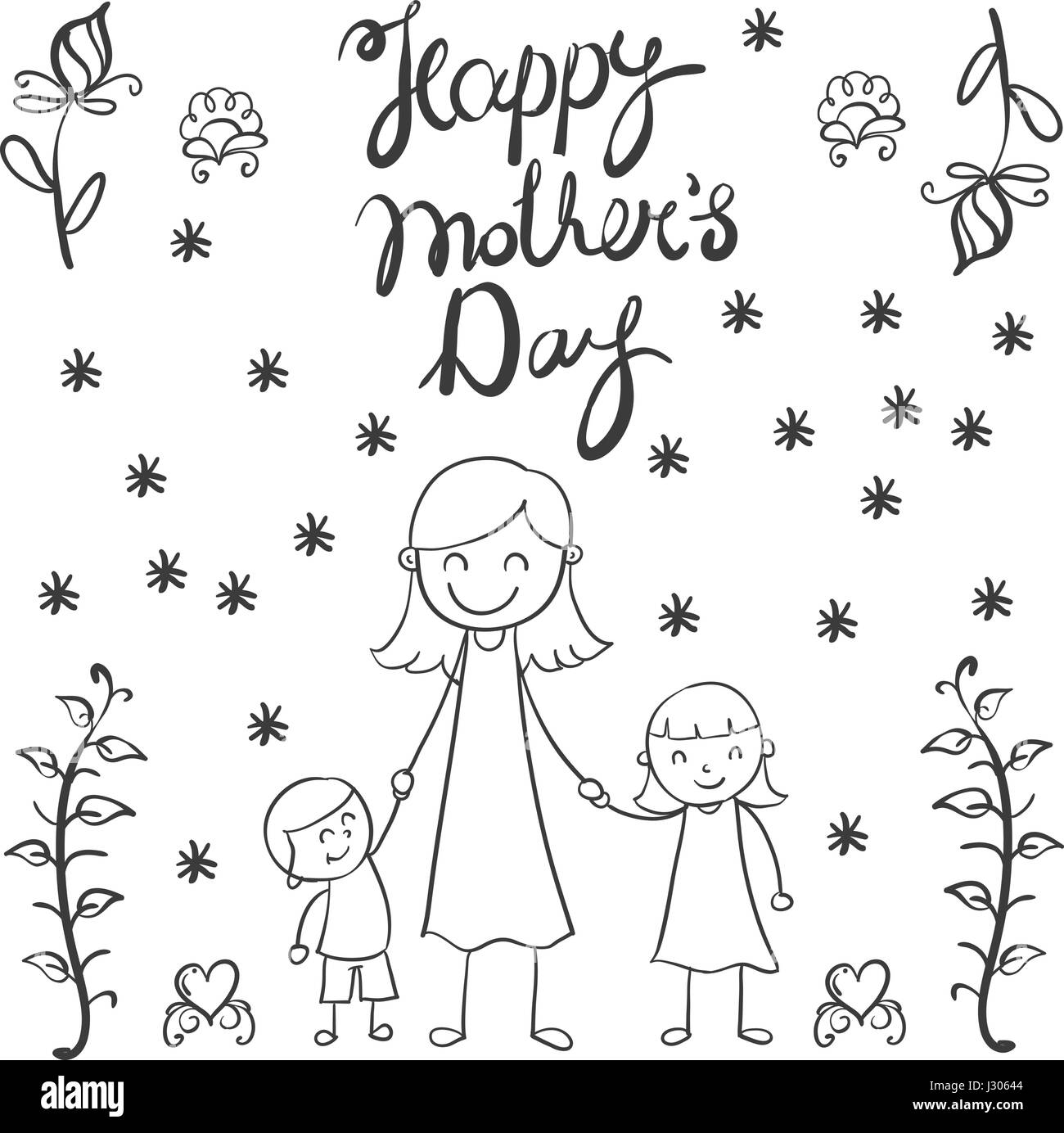 Mother day hand draw card Stock Vector Image & Art - Alamy