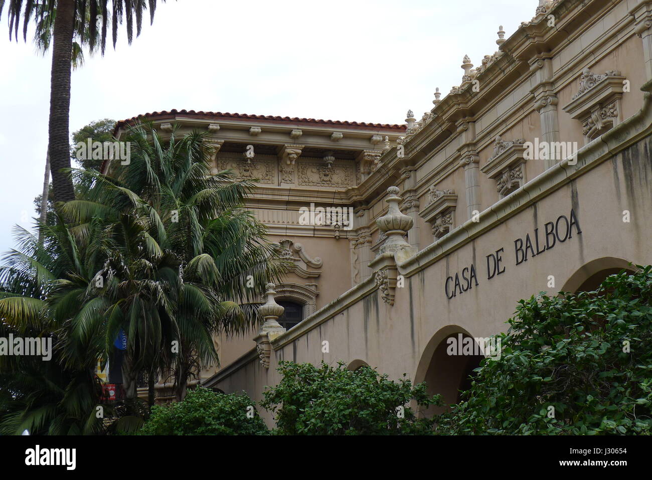 The Casa De Balboa and Palm Trees in San Diego Balboa Park Stock Photo ...