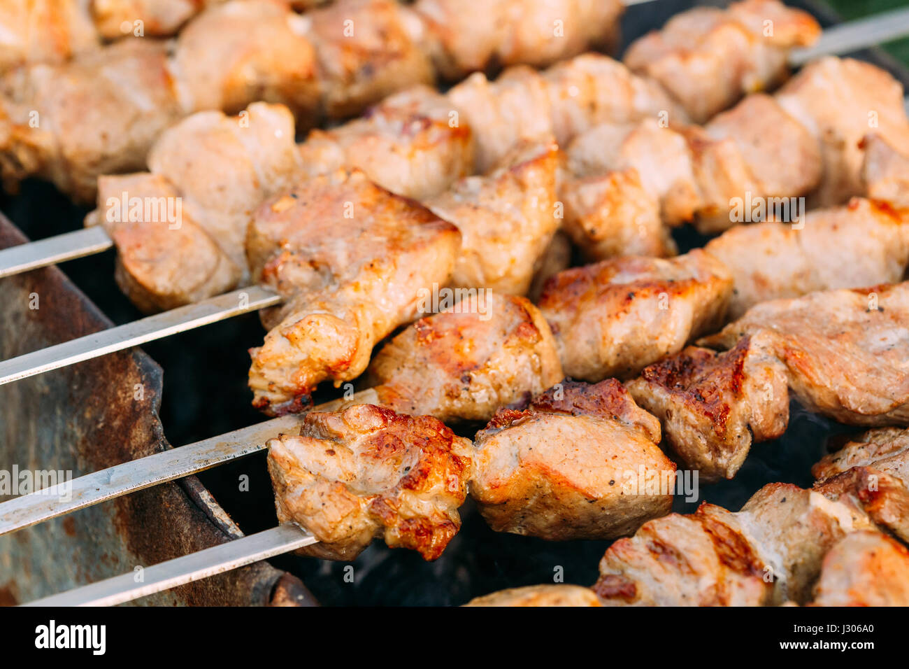 Grilled Marinated Caucasus Barbecue Meat Shashlik Shish Kebab Pork Meat ...