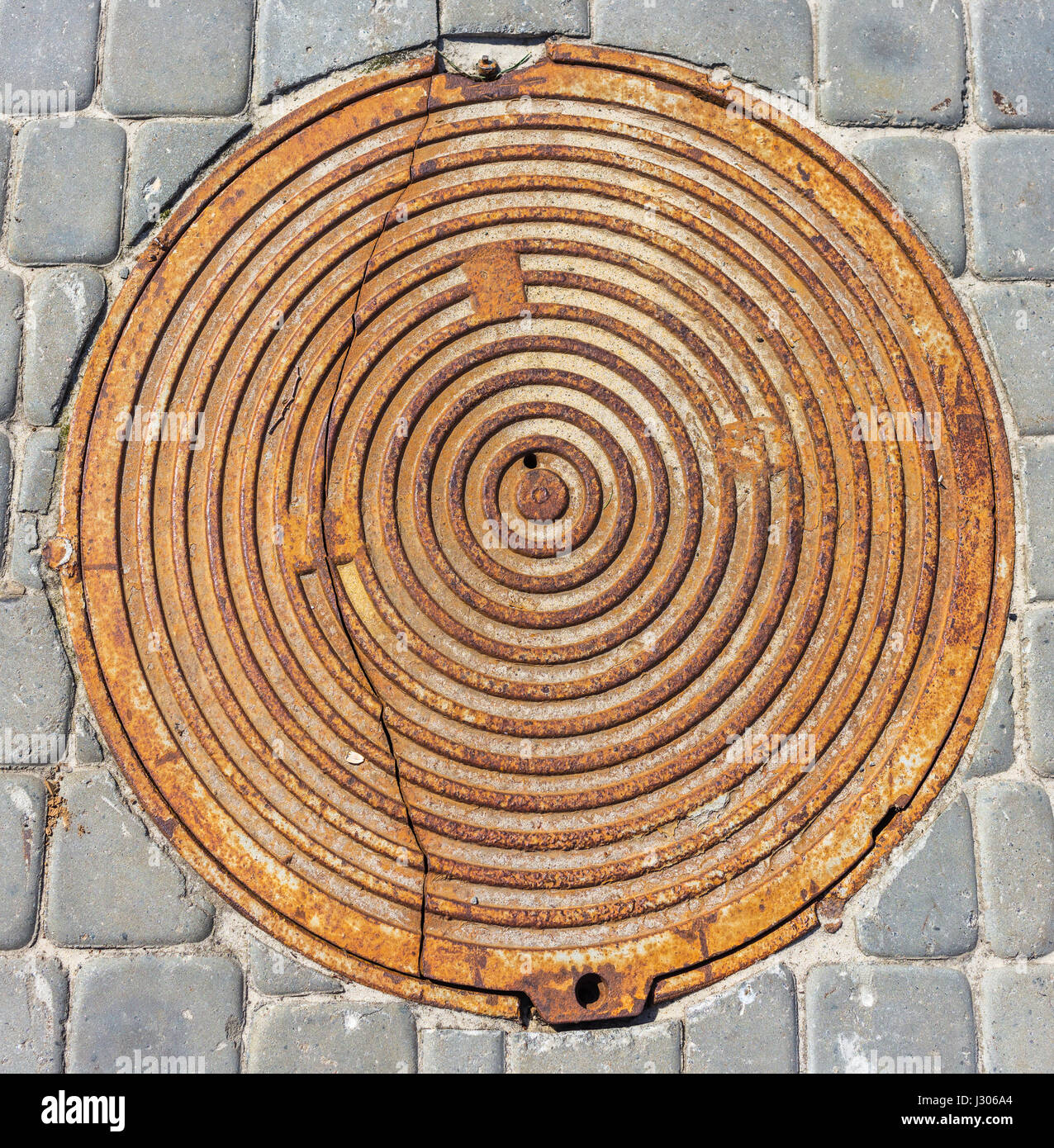 metal manhole cover close-up on the street Stock Photo - Alamy