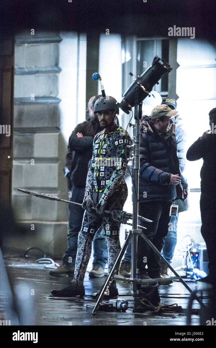 Film crew and stuntmen prepare for the filming of the upcoming movie ...