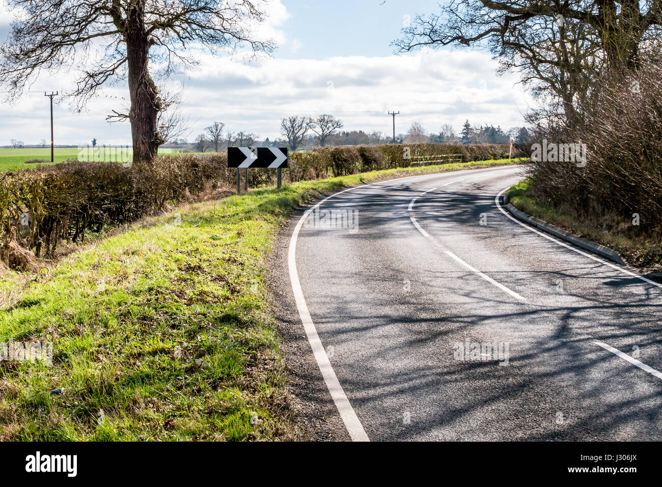 Sunny Day View of Empty UK Country Road Stock Photo - Alamy