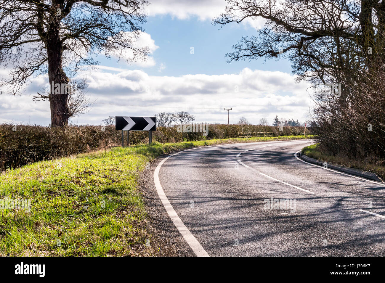Sunny Day View of Empty UK Country Road Stock Photo - Alamy