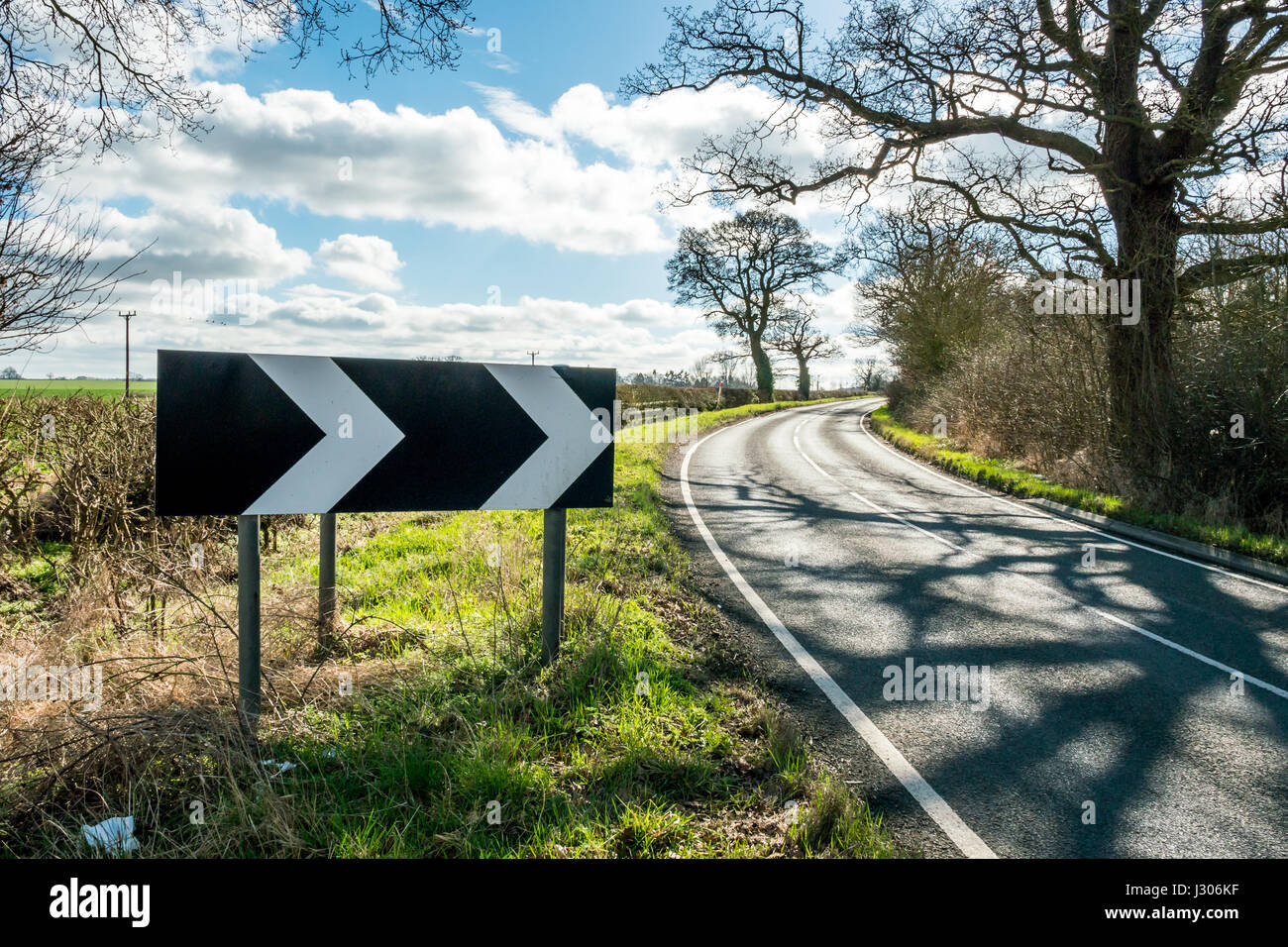 Sunny Day View of Empty UK Country Road Stock Photo - Alamy