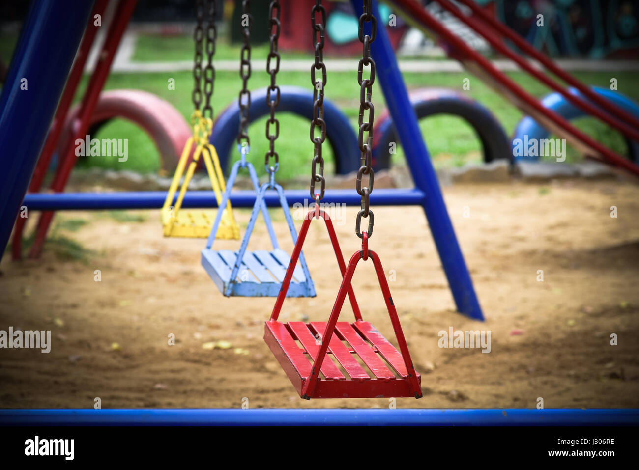 Swing-set at Playground Stock Photo - Alamy